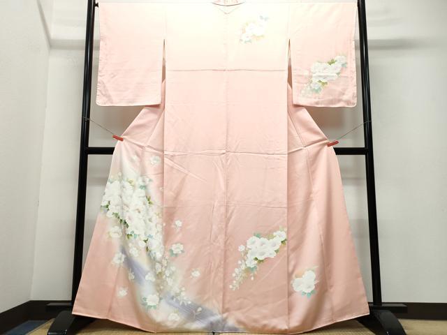 平和屋着物●訪問着　刺繍　草花文　正絹　逸品　CAAW3717vf