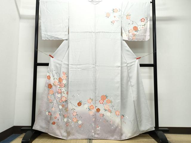 平和屋着物●訪問着　草花文　暈し染め　金彩　正絹　逸品　CAAW3718vf