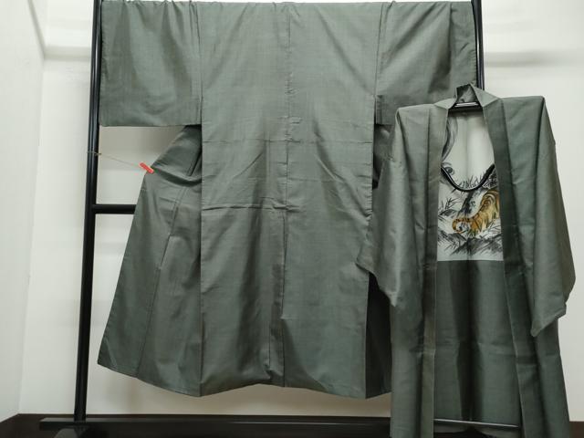 平和屋着物●男性　本場大島紬　アンサンブル　80亀甲　総詰め　キングサイズ　正絹　逸品　CAAW3742vf