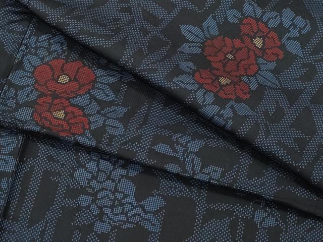 平和屋着物●本場大島紬　7マルキ　草花文　正絹　逸品　CAAW3751vf