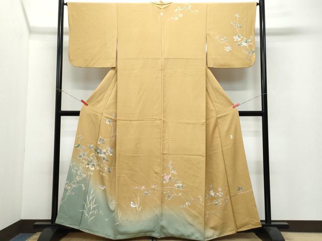 平和屋着物●訪問着　作家物　枝花鳥文　正絹　逸品　CAAW3761vf