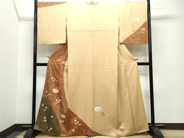 平和屋着物●訪問着　絞り　刺繍　草花文　金彩　正絹　逸品　CAAW3795vf