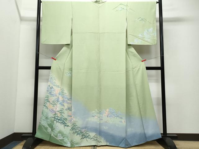 平和屋着物●訪問着　風景草花文　鈴乃屋扱い　正絹　逸品　CAAW3796vf