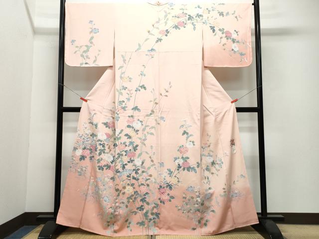 平和屋着物●訪問着　作家物　枝花文　正絹　逸品　CAAW3814vf