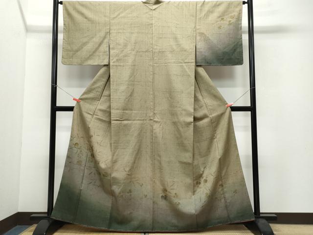 平和屋着物●訪問着　作家物　紬地　枝花文　金彩　正絹　逸品　CAAW3818vf