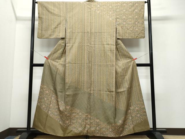 平和屋着物●訪問着　紬地　更紗花唐草文　鈴乃屋扱い　正絹　逸品　CAAW3824vf