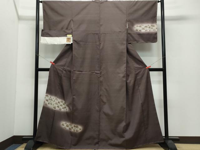 平和屋着物●訪問着　結城真綿紬　貝合わせ文　反端付き　正絹　逸品　未使用　CAAW3860vf