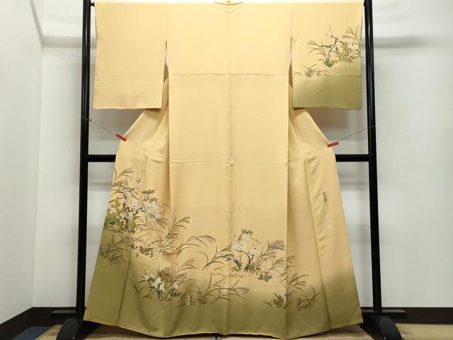 平和屋着物●訪問着　作家物　草花文　金彩　正絹　逸品　CAAW3861vf