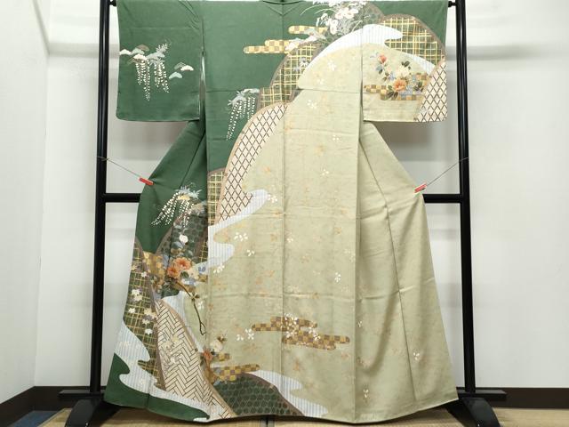 平和屋着物●訪問着　籬枝花文　金銀彩　正絹　逸品　未使用　CAAW3864vf