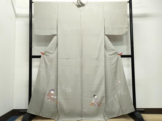 平和屋着物●訪問着　友禅　作家物　人物枝蕾文　正絹　逸品　CAAW3875vf