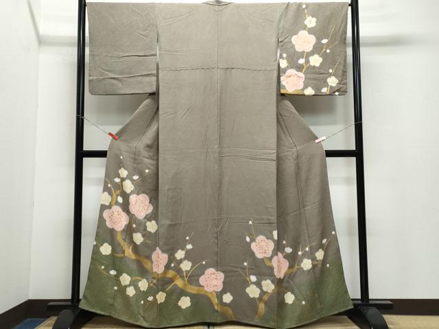 平和屋着物●訪問着　絞り　枝梅文　金彩　正絹　逸品　CAAW3881vf