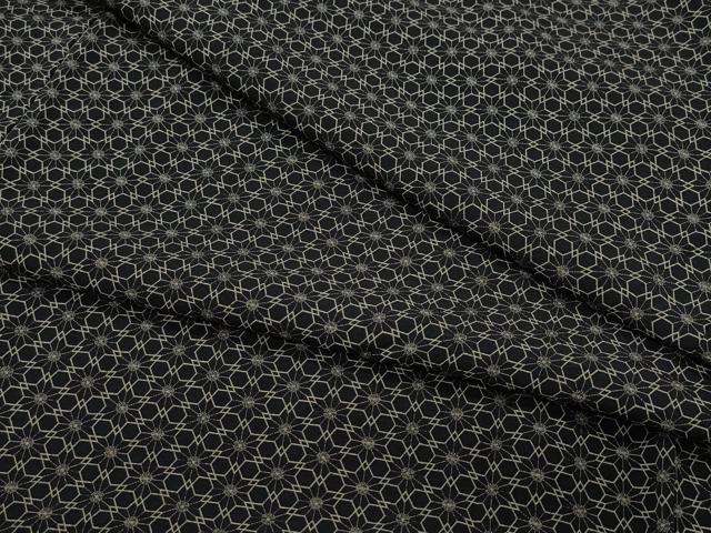 平和屋着物●上質な小紋　麻の葉文　黒地　さが美扱い　正絹　逸品　CAAW3894vf