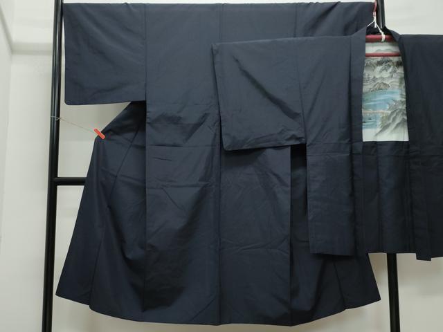 平和屋着物●男性　本場大島紬　アンサンブル　薩摩結城　濃紺色　正絹　逸品　CAAW3902vf