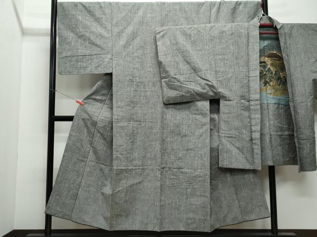 平和屋着物●男性　紬　アンサンブル　霞文　正絹　逸品　CAAW3904vf