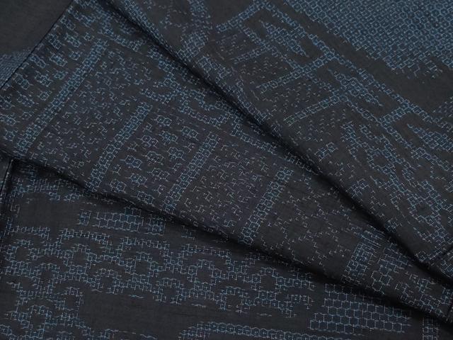 平和屋着物●結城紬　80亀甲　雲取り屏風文　正絹　逸品　未使用　CAAW3961vf