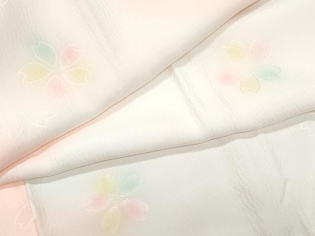 平和屋着物●長襦袢　無双仕立て　舞桜地紋　暈し染め　正絹　逸品　CAAW3969vf