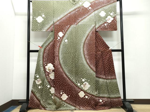 平和屋着物●訪問着　絞り　刺繍　松皮菱花文　金彩　やまと誂製　正絹　逸品　CAAW3982vf