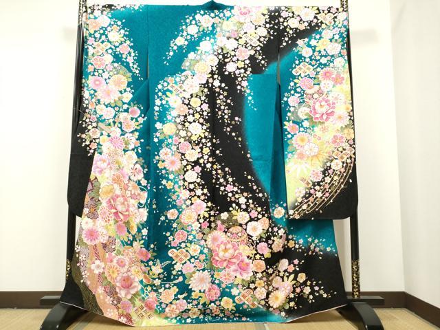 平和屋着物●豪華振袖　雪輪草花文　金彩　正絹　逸品　CAAW4405hy