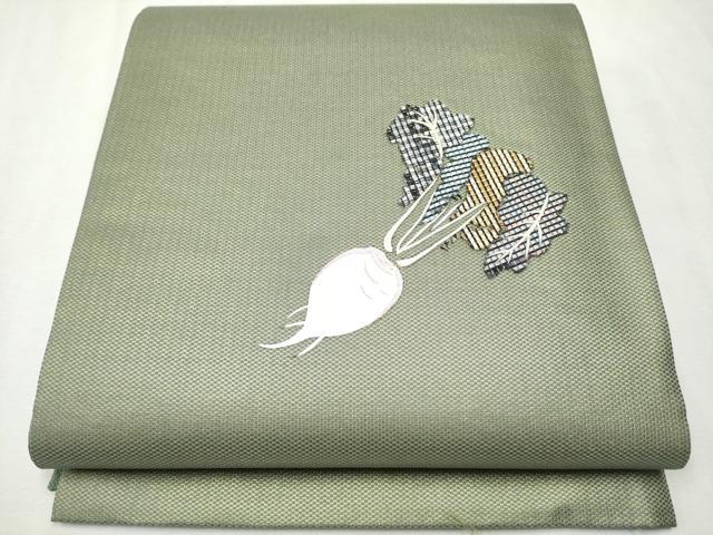 平和屋着物●太鼓柄袋帯　パッチワーク　かぶ　金銀糸　正絹　逸品　CAAW4436hy