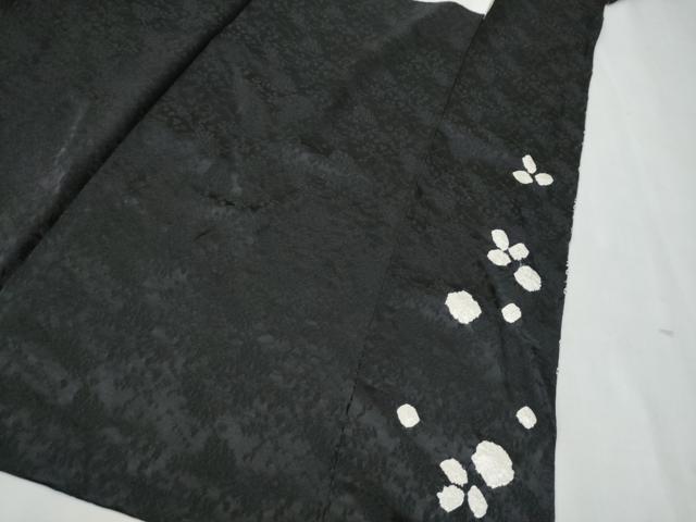 平和屋着物○訪問着 絞り 草花文 黒地 正絹 逸品 CAAW4471hy