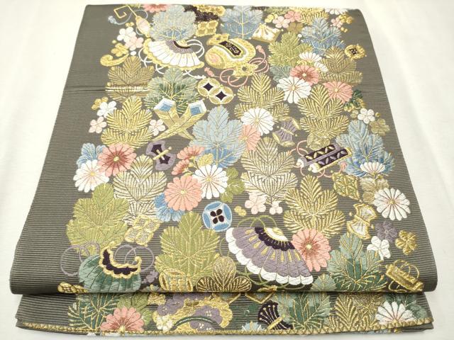 平和屋着物●西陣の老舗　1782年創業　山下織物　六通柄袋帯　唐織　宝尽くし花文　金糸　正絹　逸品　CAAW4539hy