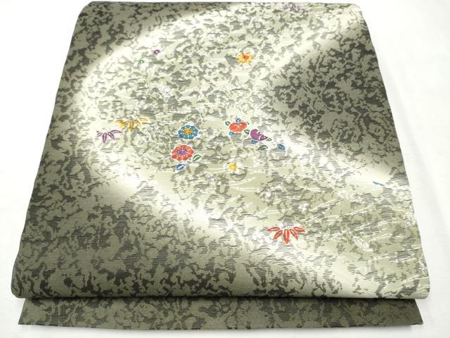 平和屋着物●太鼓柄袋帯　草花文　正絹　逸品　CAAW4556hy