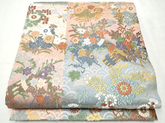 平和屋着物●六通柄袋帯　唐織　草花文　金糸　正絹　逸品　CAAW4573hy