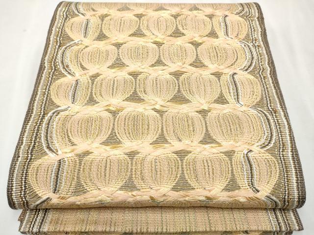 平和屋着物●ひなや工房　くむ・あむ・おる　伊豆蔵明彦　唐組　太鼓柄袋帯　吉祥文　金糸　正絹　逸品　未使用　CAAW4663hy