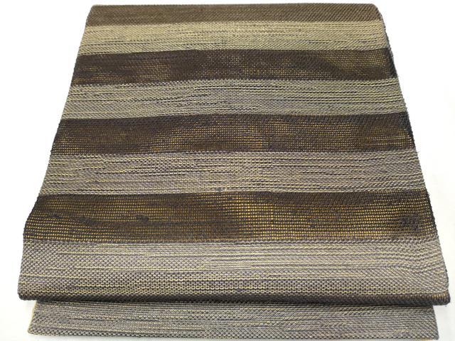 平和屋着物●両面　全通柄袋帯　紬地　横段文　金糸　やまと誂製　正絹　逸品　CAAW4670hy