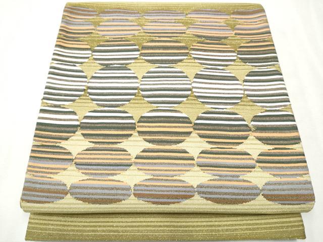 平和屋着物●太鼓柄袋帯　すくい織　吉祥丸文　金糸　正絹　逸品　CAAW4673hy