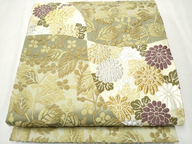 平和屋着物●六通柄袋帯　唐織　草花文　金銀糸　正絹　逸品　CAAW4674hy