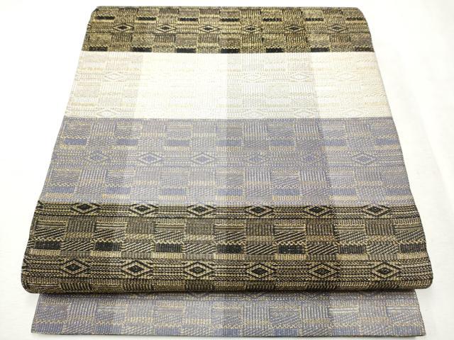 平和屋着物●両面　六通柄袋帯　横段吉祥文　金糸　正絹　逸品　未使用　CAAW4785hy