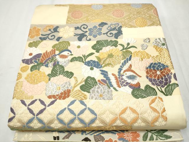 平和屋着物●六通柄袋帯　唐織　流水鴛鴦草花文　金銀糸　正絹　逸品　CAAW4798hy