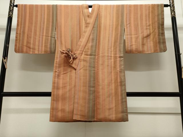 平和屋着物＃染色家 岩浅公展　道中着　縞　ロング丈　正絹　逸品　CAAW4838dy