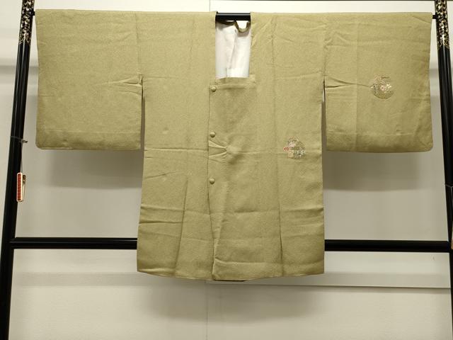 平和屋着物＃中国三大刺繍　スワトウ刺繍　相良刺繍　道行コート　雪輪草花丸文　金糸　正絹　逸品　CAAW4902dy