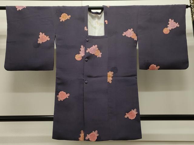 平和屋着物＃道行コート　舞花文　ロング丈　正絹　逸品　CAAW4905dy