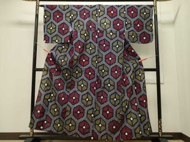 平和屋着物∴夏物　浴衣　有松鳴海絞り　亀甲文　綿　逸品　未使用　CAAW5019dy