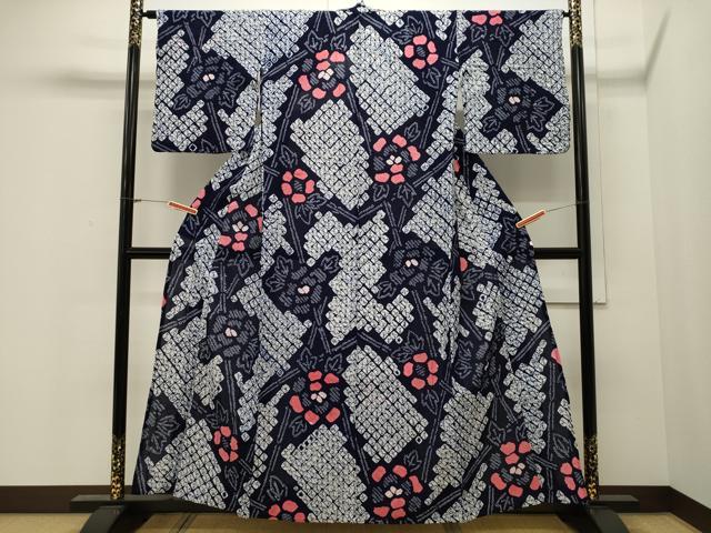 平和屋着物∴夏物　浴衣　有松鳴海絞り　草花文　綿　逸品　CAAW5030dy