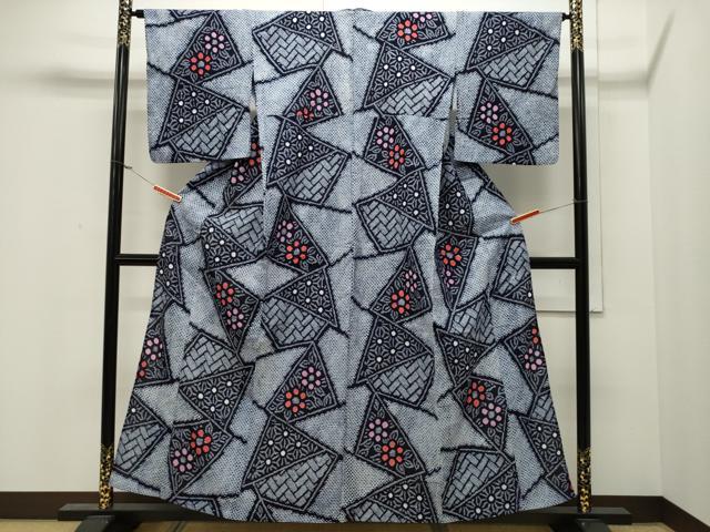 平和屋着物∴夏物　浴衣　有松鳴海絞り　切嵌花文　綿　逸品　CAAW5045dy