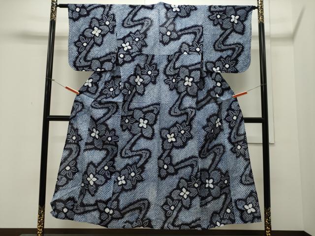 平和屋着物∴夏物　浴衣　有松鳴海絞り　流水舞花文　綿　逸品　未使用　CAAW5049dy