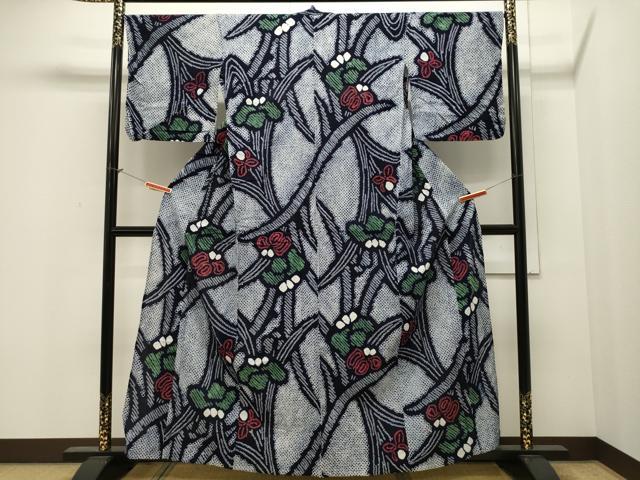 平和屋着物∴夏物　浴衣　有松鳴海絞り　草花文　綿　逸品　CAAW5085dy