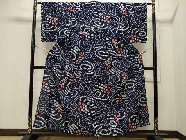 平和屋着物∴夏物　浴衣　有松鳴海絞り　草木文　綿　逸品　CAAW5087dy