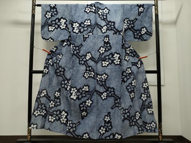 平和屋着物∴夏物　浴衣　有松鳴海絞り　枝花文　綿　逸品　CAAW5089dy