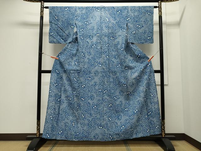 平和屋着物∴夏物　浴衣　有松鳴海絞り　草花文　高島屋扱い　綿　逸品　CAAW5092dy