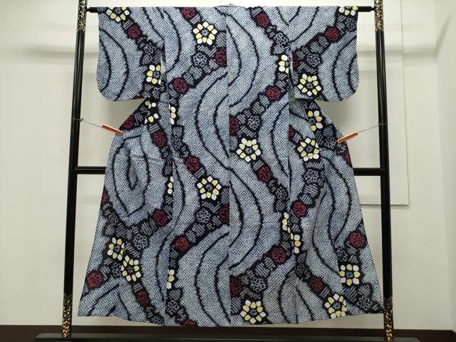 平和屋着物∴夏物　浴衣　有松鳴海絞り　花繋ぎ文　綿　逸品　CAAW5095dy