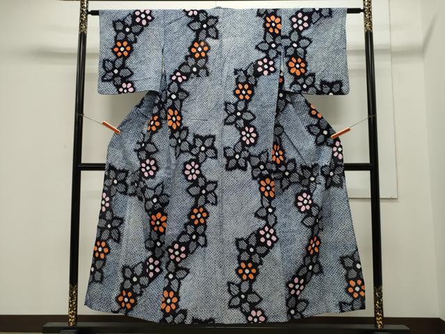 平和屋着物∴夏物　浴衣　有松鳴海絞り　花繋ぎ文　綿　逸品　CAAW5098dy