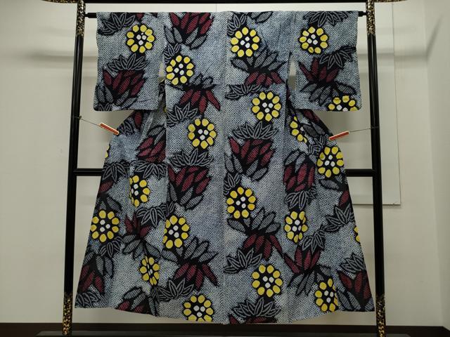 平和屋着物∴夏物　浴衣　有松鳴海絞り　笹竹文　綿　逸品　CAAW5099dy