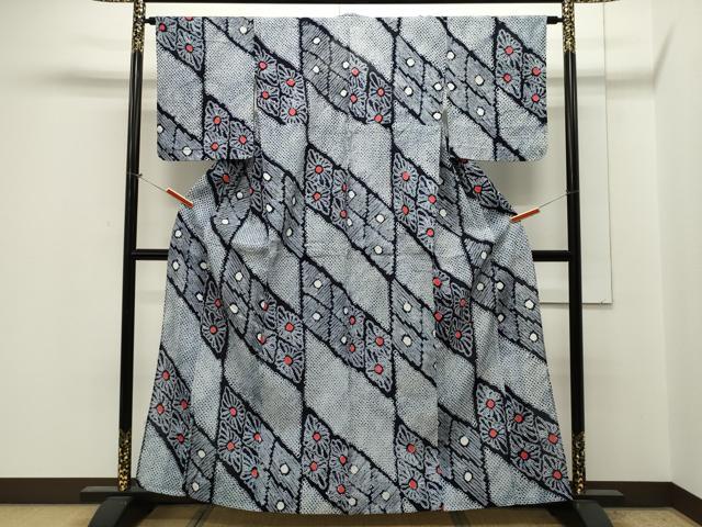 平和屋着物∴夏物　浴衣　有松鳴海絞り　菱花文　綿　逸品　CAAW5100dy