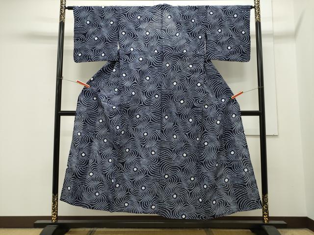 平和屋着物∴夏物　浴衣　有松鳴海絞り　渦巻き文　綿　逸品　CAAW5113dy