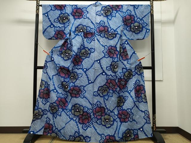 平和屋着物∴夏物　浴衣　有松鳴海絞り　草花文　綿　逸品　CAAW5115dy